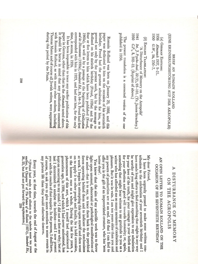 Freud's Memory Disturbance at Acropolis | PDF | Teaching Methods ...