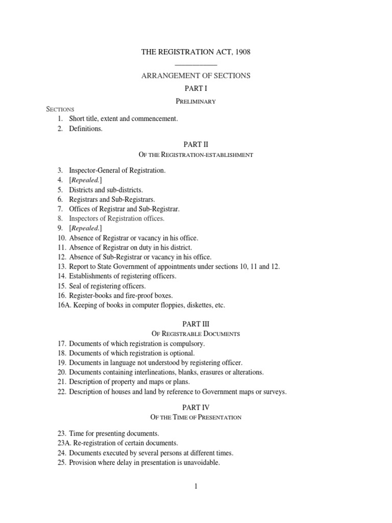 Indian Registration Act, 1908 | PDF | Government | Justice