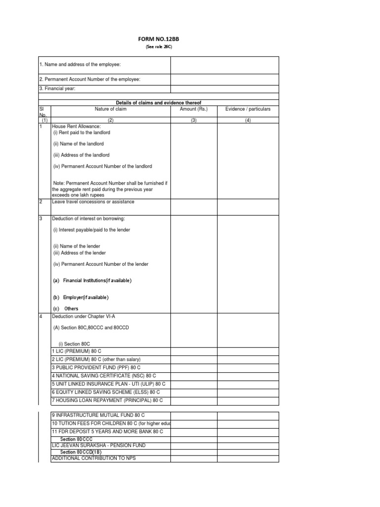 Income Tax Savings Declaration Form Eng | Download Free PDF | Financial ...