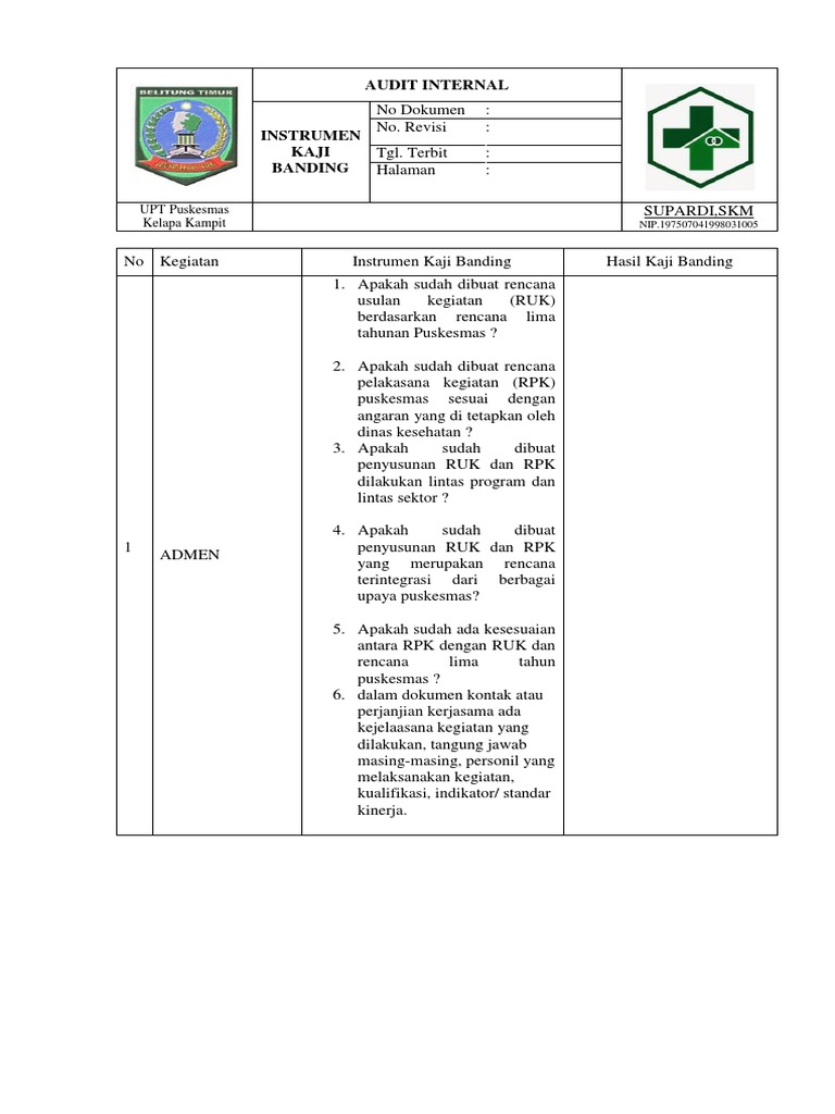 Instrumen Audit Internal | PDF
