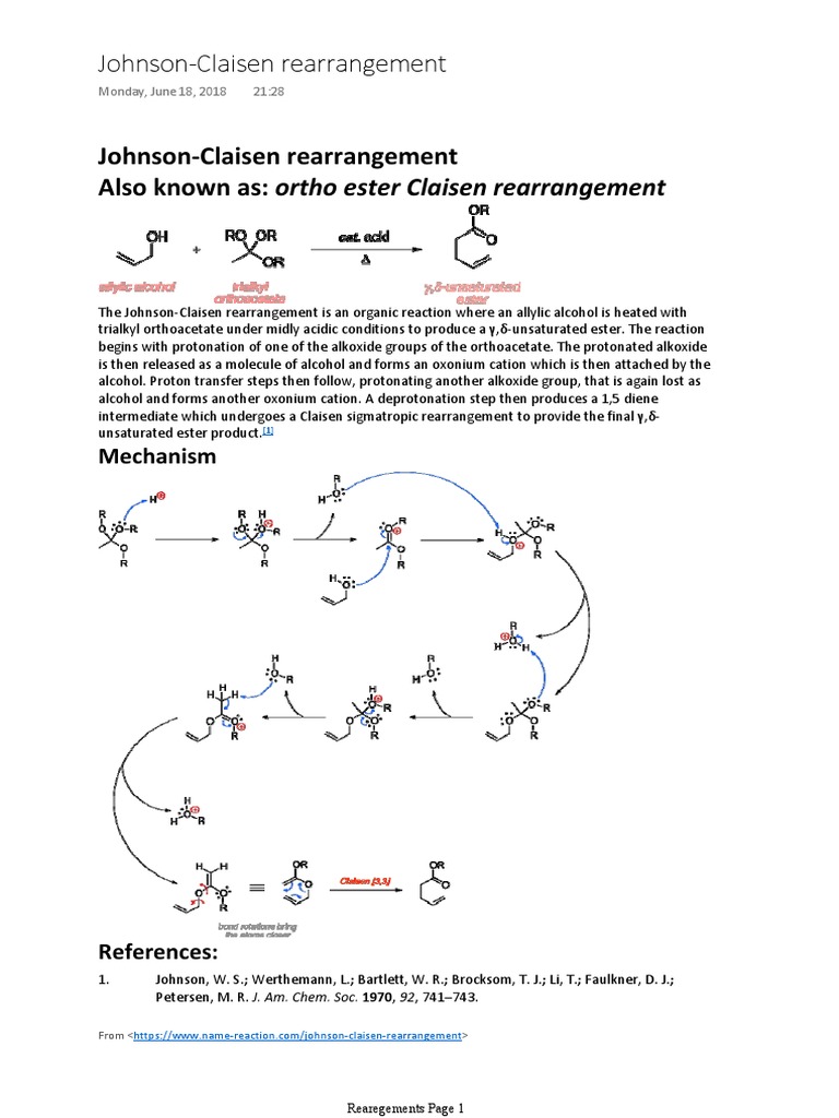 Johnson Claisen Rearrangement Also Known As: Ortho Ester Claisen ...