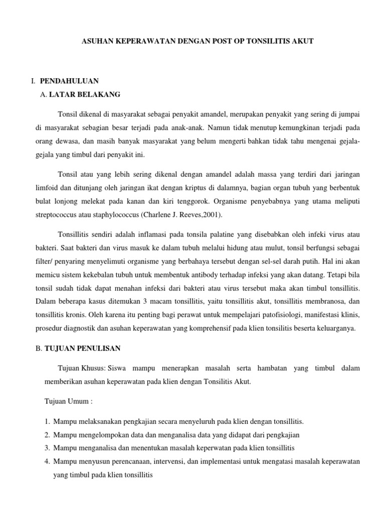 Askep Pos Op Tonsil | PDF