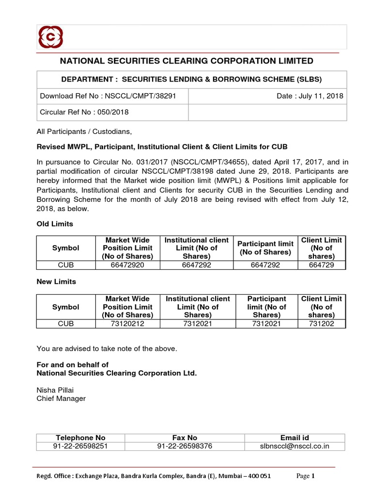 National Securities Clearing Corporation Limited | PDF