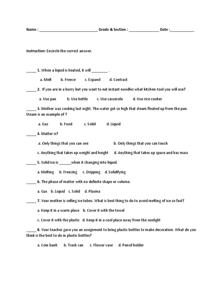 Name: - Grade & Section: - Date | PDF