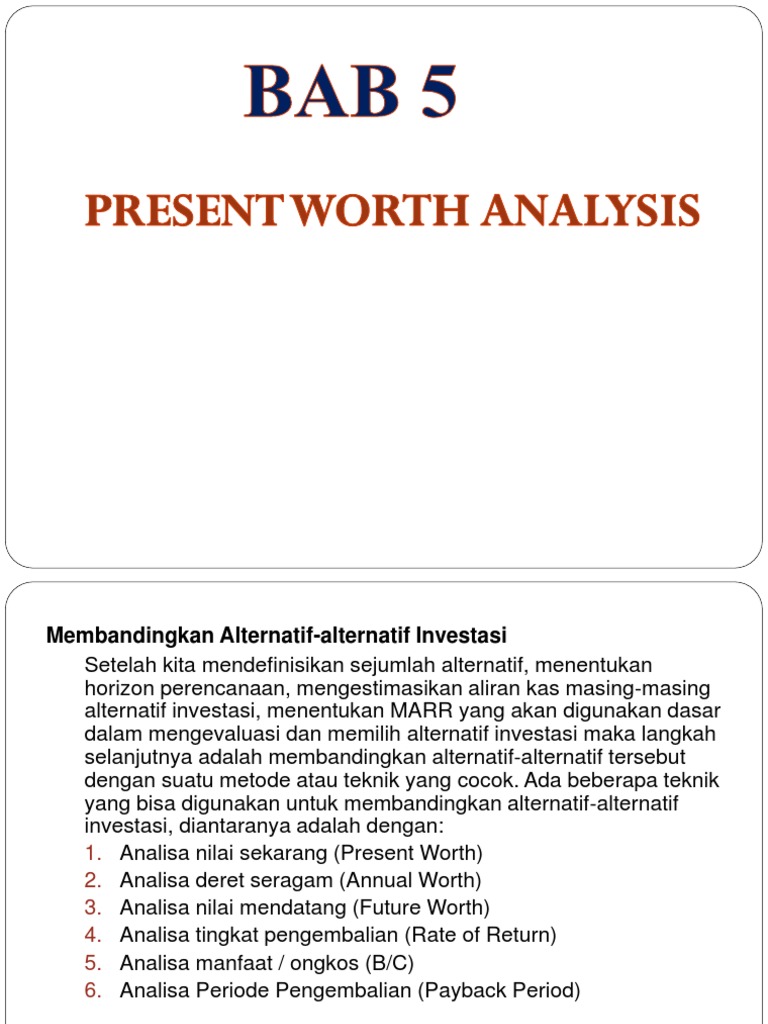 BAB 5 Present Worth Analysis | PDF