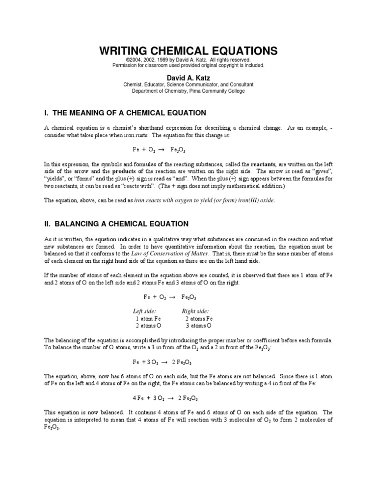 How To Write Chemical Equations | PDF | Oxide | Hydroxide