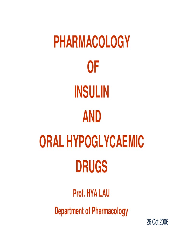 Pharmacology of Insulin and Oral Hypoglycaemic Drugs | PDF | Insulin ...