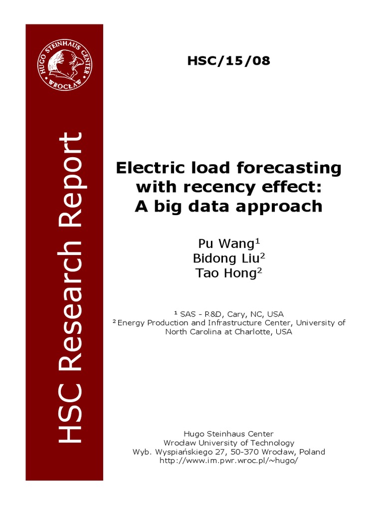 Electric Load Forecasting With Recency Effect: A Big Data Approach | PDF | Forecasting ...