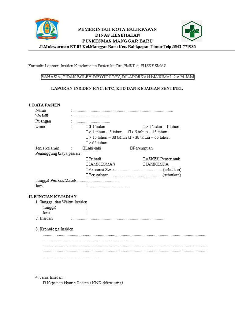 FORMAT PELAPORAN KTD KPC Dan KNC | PDF