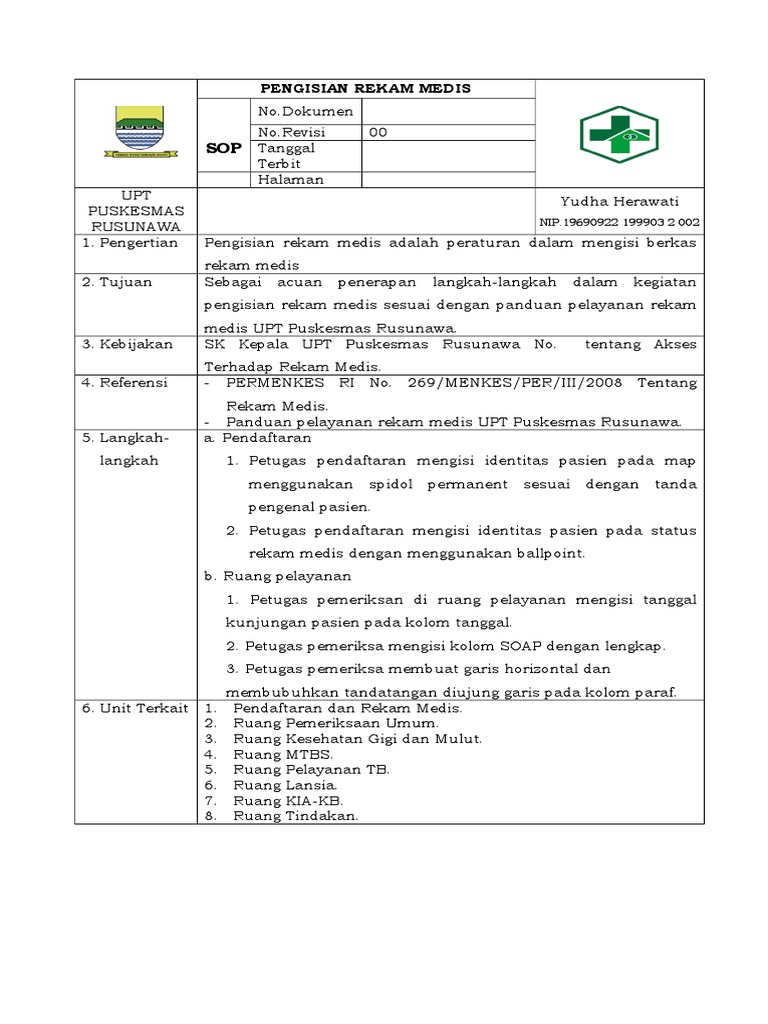 Sop Pengisian Rekam Medis | PDF