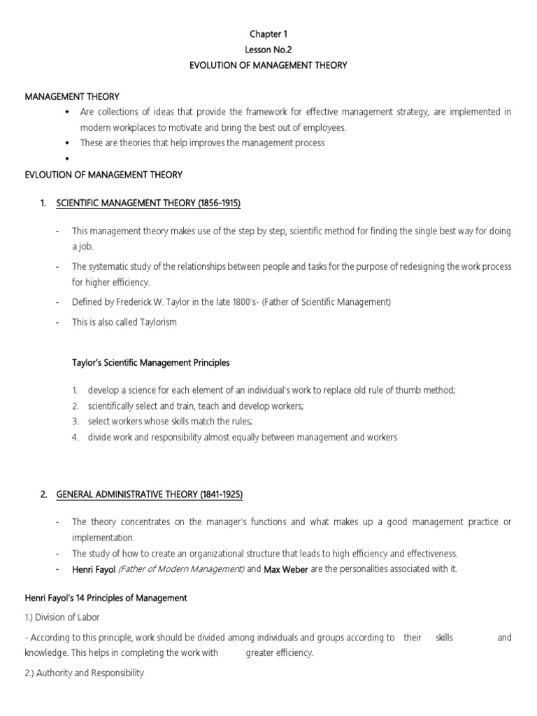 Evolution of Management Theory | PDF | Bureaucracy | Business