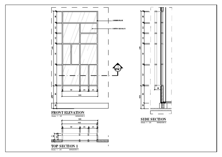 Front Elevation Side Section: Aluminium Frame | PDF | Glass ...