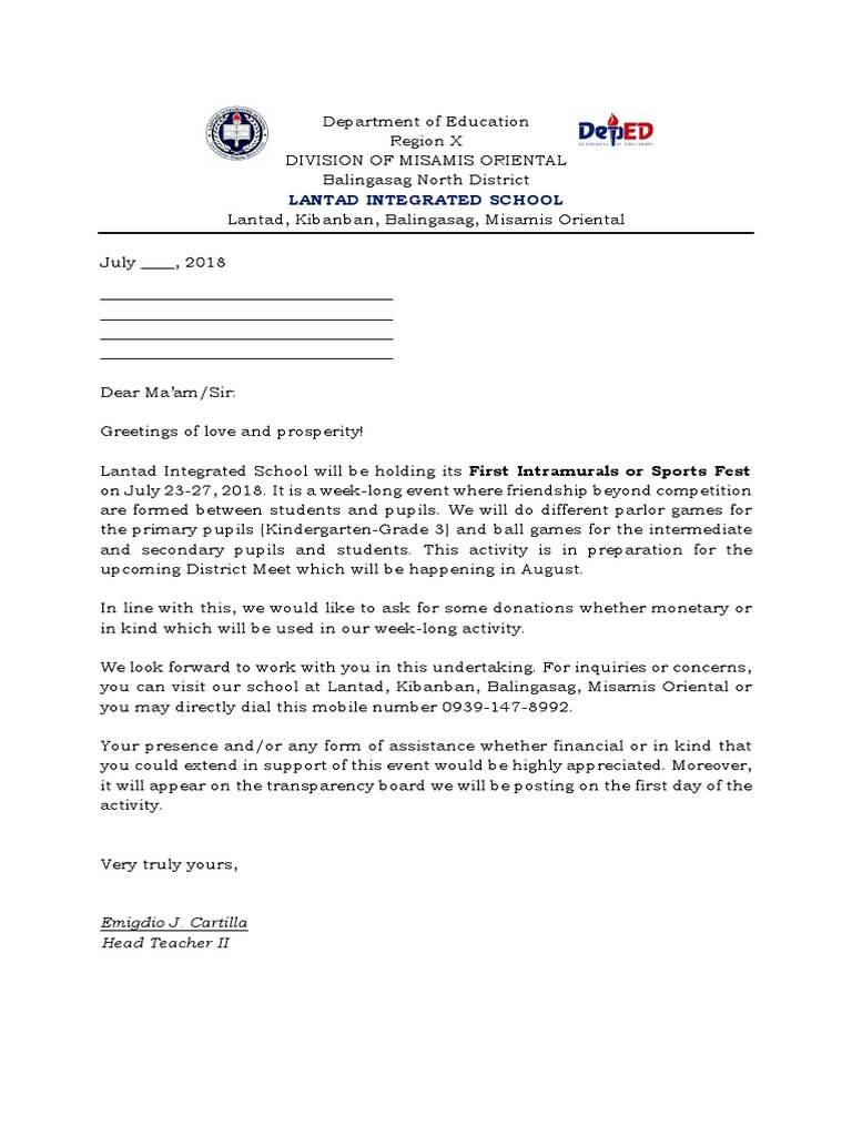 Solicitation For Intrams | PDF