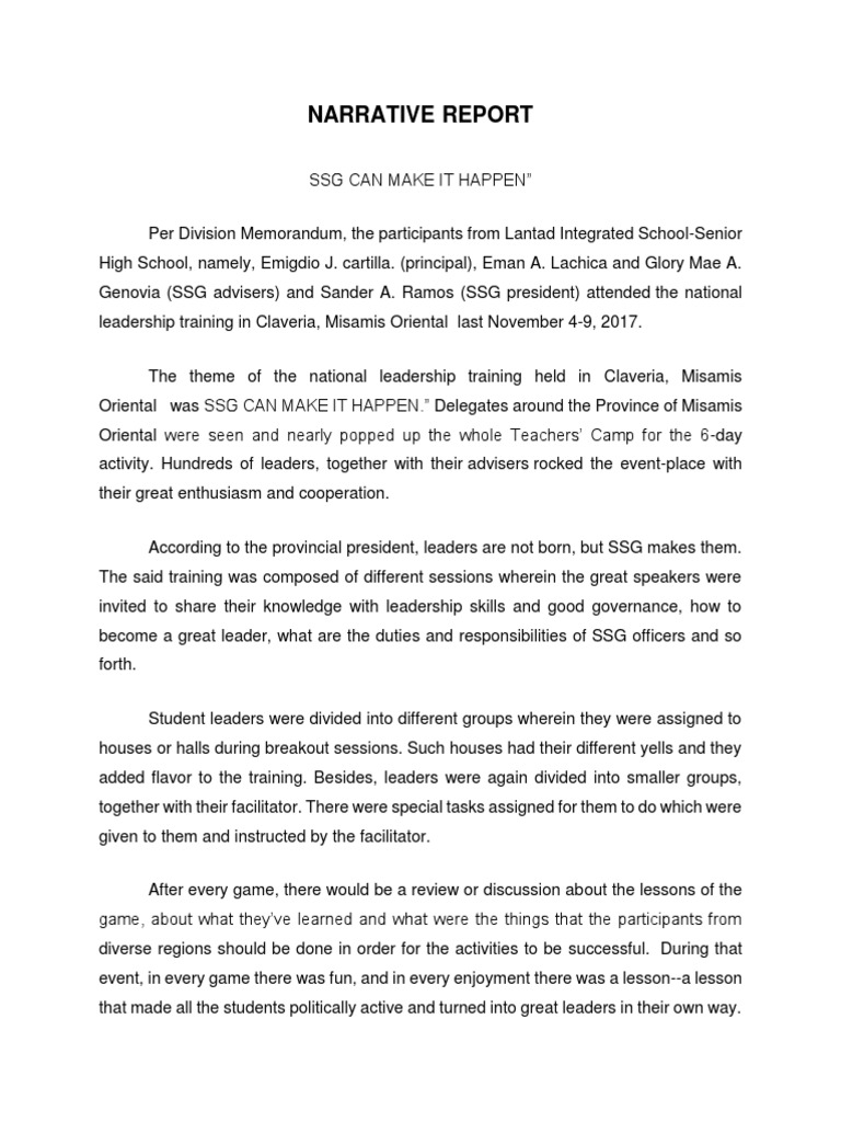 SSG Narrative Report | PDF | Change | Applied Psychology