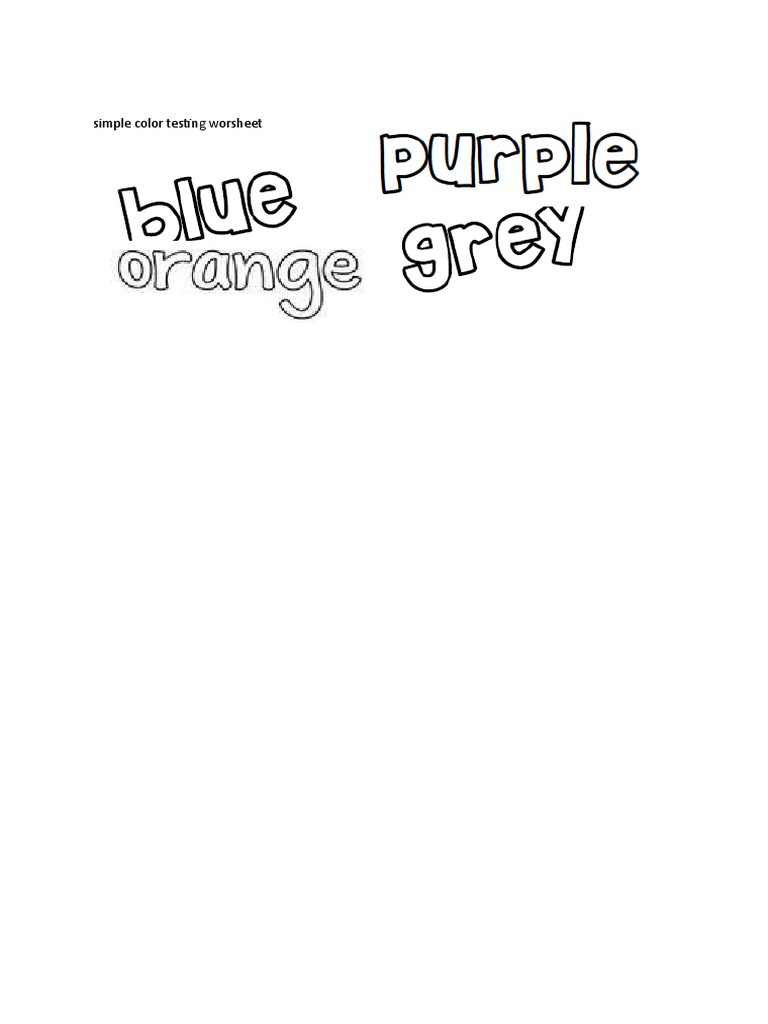 Simple Color Testing Worksheet | PDF