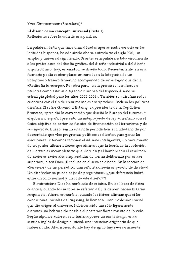 El Diseño Como Concepto Universal - Yves Zimmermann PDF | PDF | Science ...