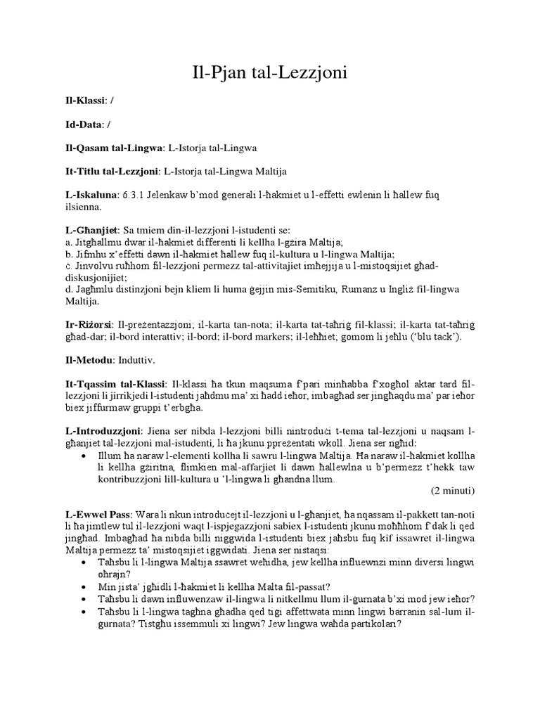 L Istorja Tal Lingwa Maltija | PDF
