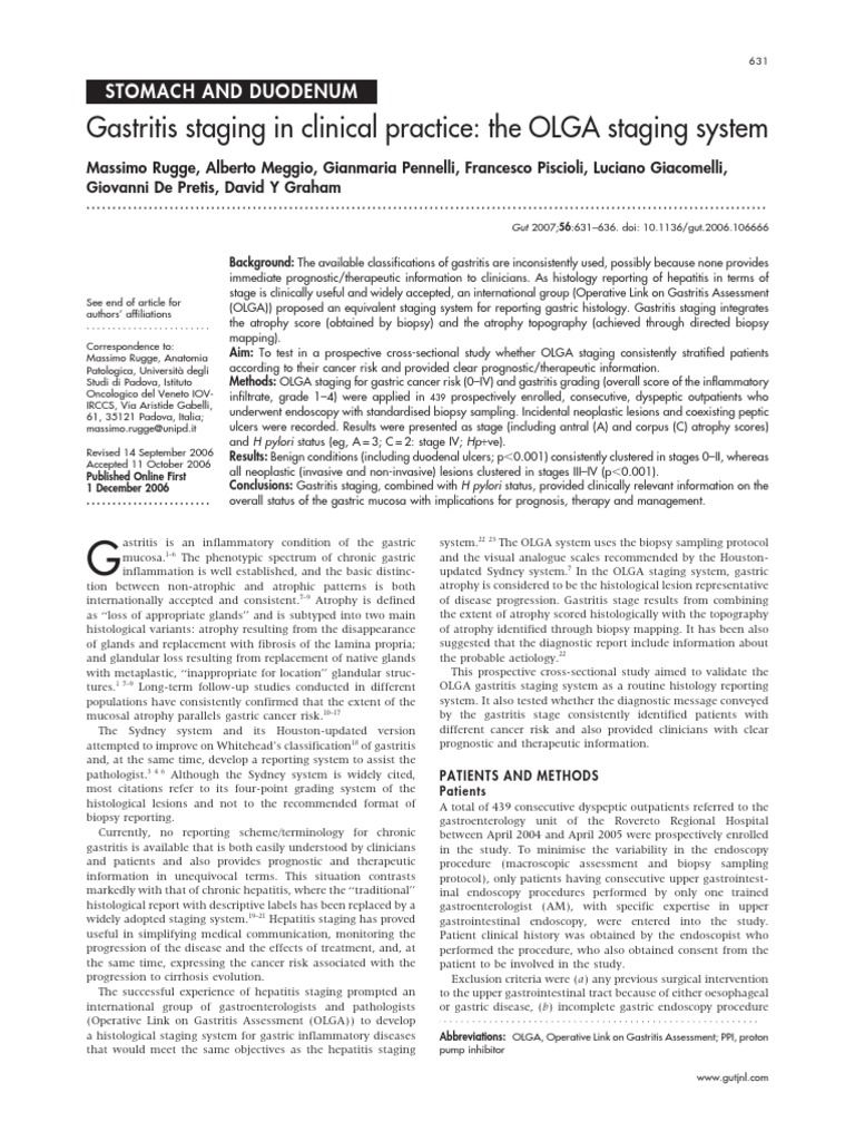 Gastritis Staging in Clinical Practice: The OLGA Staging System | PDF ...