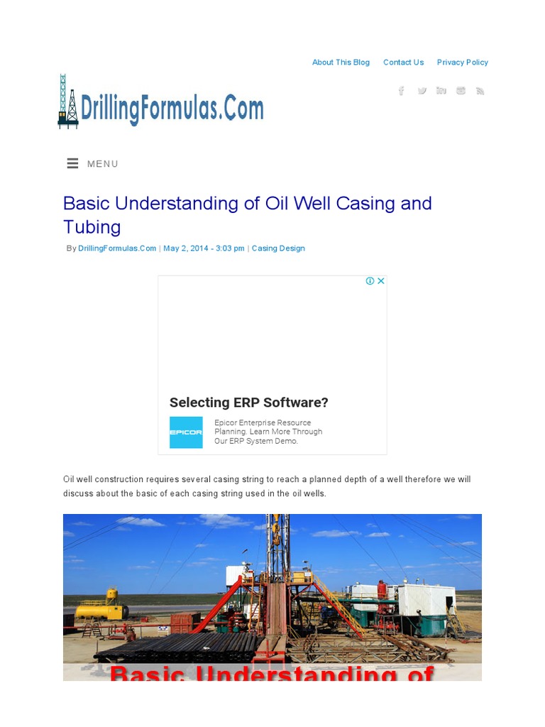 Basic Understanding Of Oil Well Casing And Tubing Pdf Casing