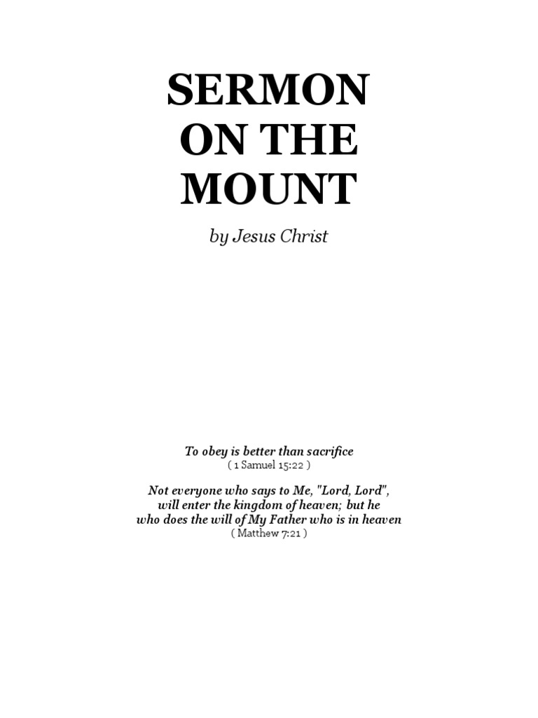 Sermon On The Mount | PDF | Assurance (Theology) | God In Christianity