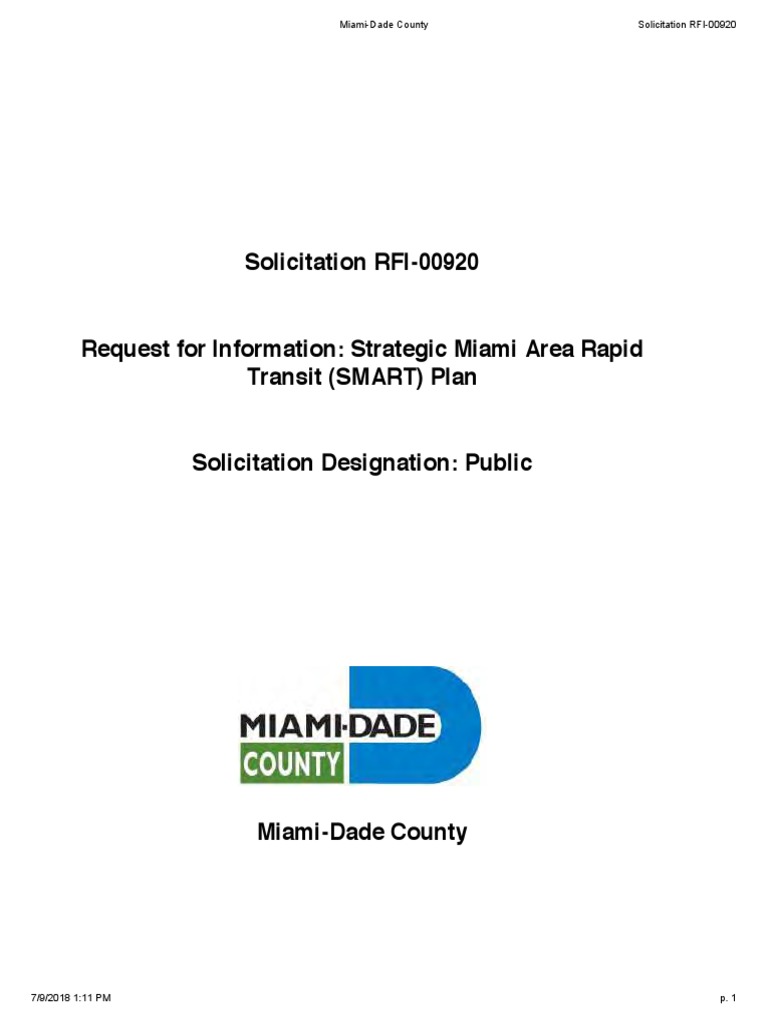 Miami-Dade SMART Transit Plan Report Due Date: August 3rd | Download ...