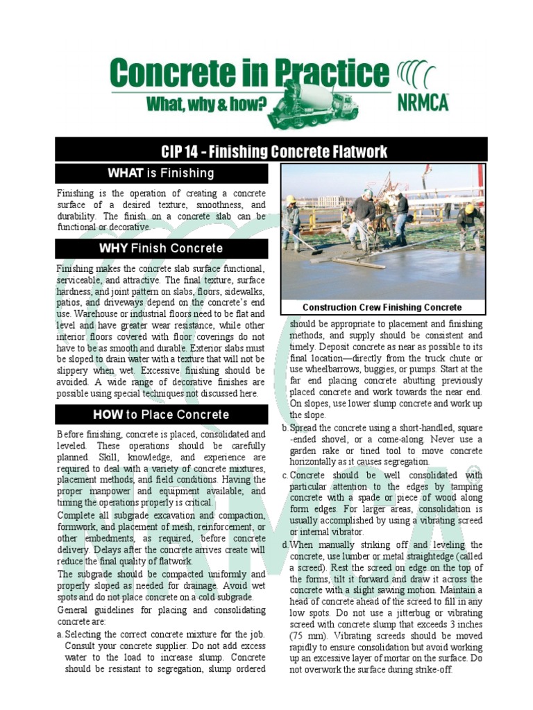 Finishing Concrete Flatwork | PDF | Concrete | Structural Engineering