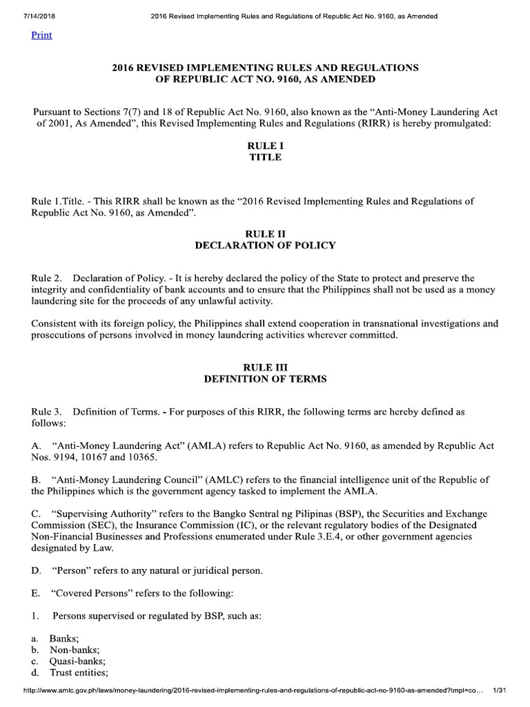 2016 Revised Implementing Rules and Reg... S of Republic Act No | PDF