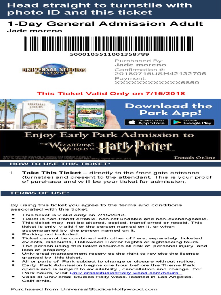 1-Day General Admission Adult: This Ticket Valid Only On 7/15/2018 ...