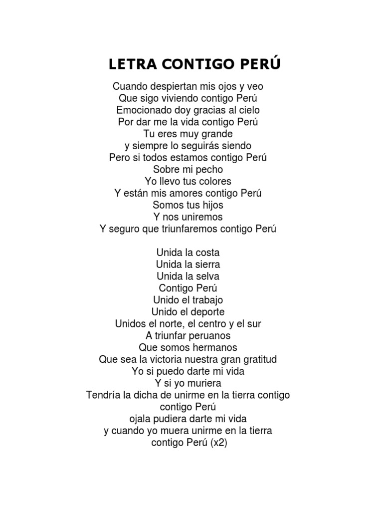 Letra Contigo Perú