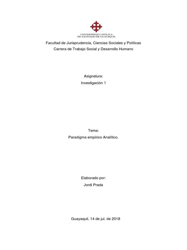 1c Paradigma Empirico Analitico Jordi Prada | PDF | Teoría | Science