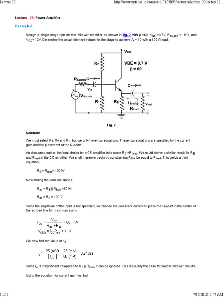 Example-1: Power Amplifier | PDF | Amplifier | Electromagnetism