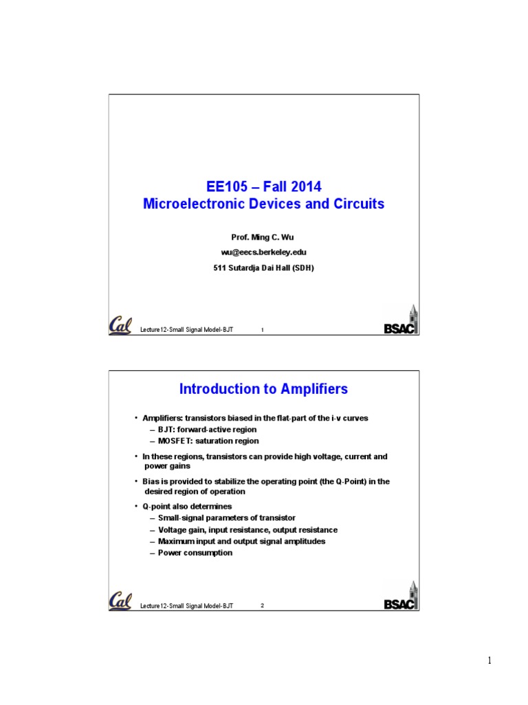 BJT Small Signal Model Analysis | PDF | Bipolar Junction Transistor ...