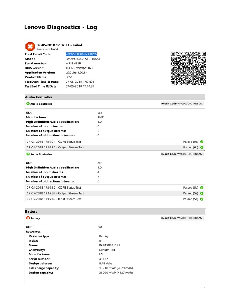 Lenovo Diagnostics Log | PDF | Usb | Computer Network