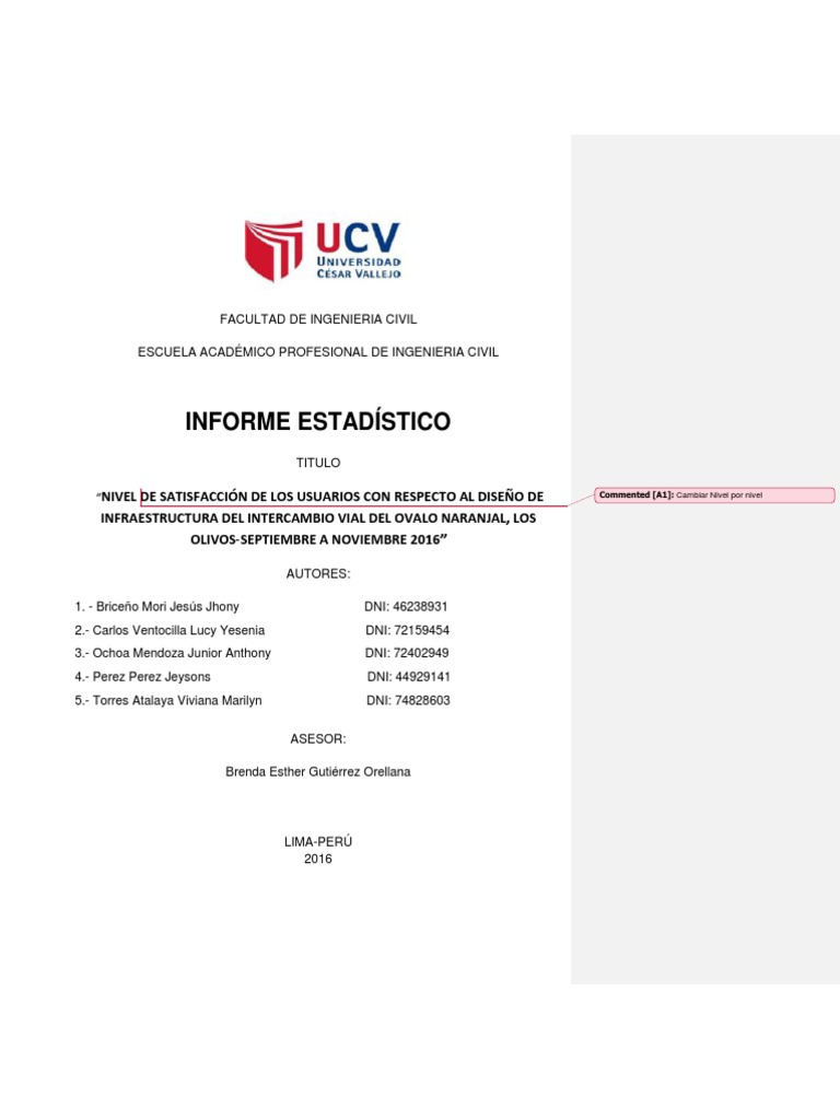 Informe Estadístico | PDF | Diseño | Muestreo (Estadísticas)