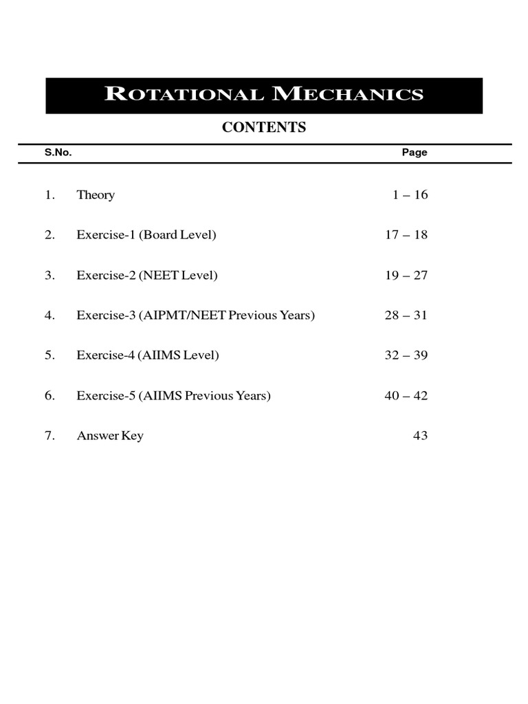Rotational Mechanics (NEET) PDF | PDF | Rotation Around A Fixed Axis ...