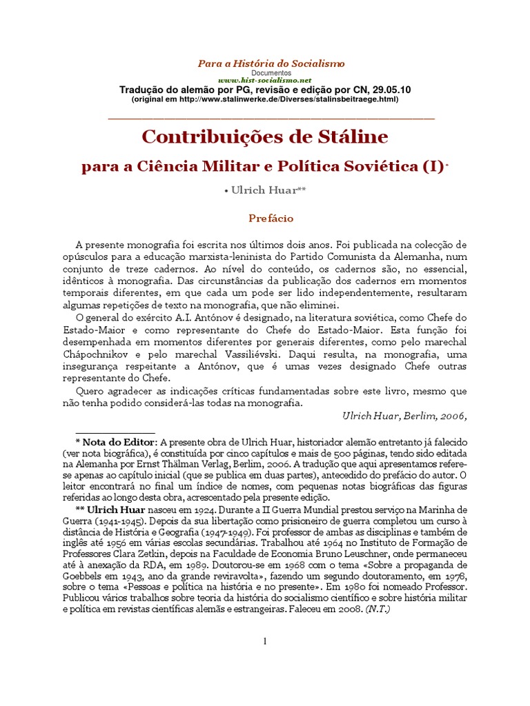 Huar - Staline - Militar - I PDF | PDF | Carl Von Clausewitz | Karl Marx