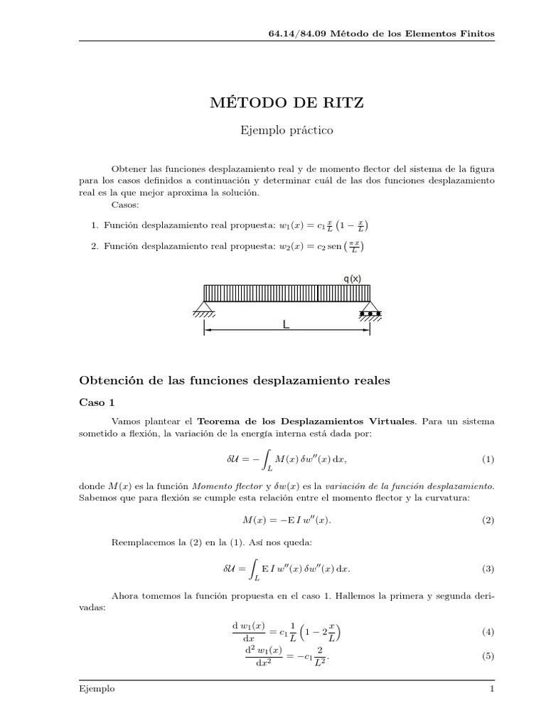 Ejemplo Método de Ritz PDF | PDF | Método de elementos finitos | Física ...