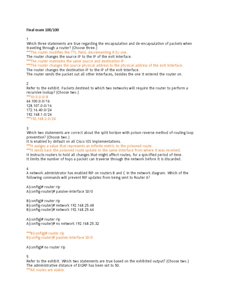 Final Exam 100100 Pdf Routing Router Computing