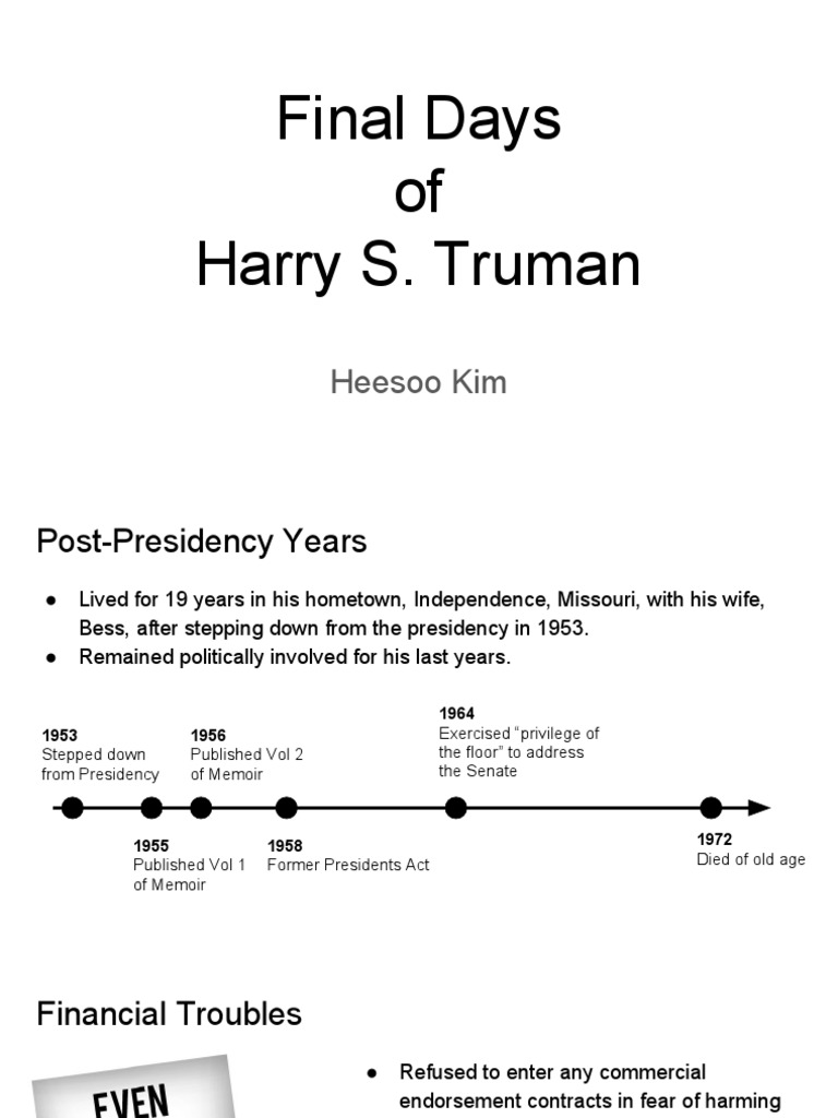 Final Days of Harry S. Truman | PDF | Harry S. Truman | Richard Nixon