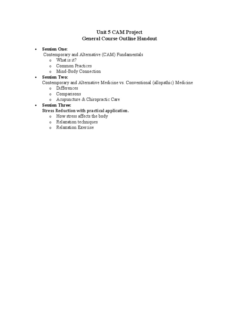 hw499 Unit 5 Cam Course Outline Handout | PDF