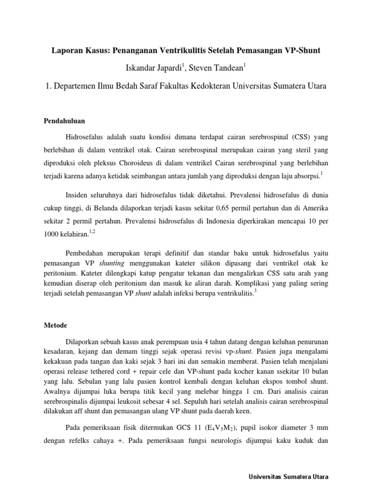 123dok - Laporan Kasus - Penanganan Ventrikulitis Setelah Pemasangan VP ...