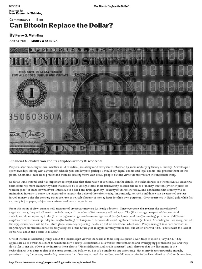 Can Bitcoin Replace The Dollar | PDF | Loans | Bitcoin Can Bitcoin Replace The Dollar | PDF | Loans | Bitcoin