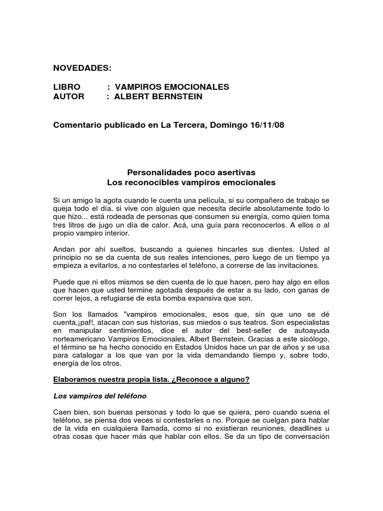 Reconociendo Vampiros Emocionales | PDF | Vampiros