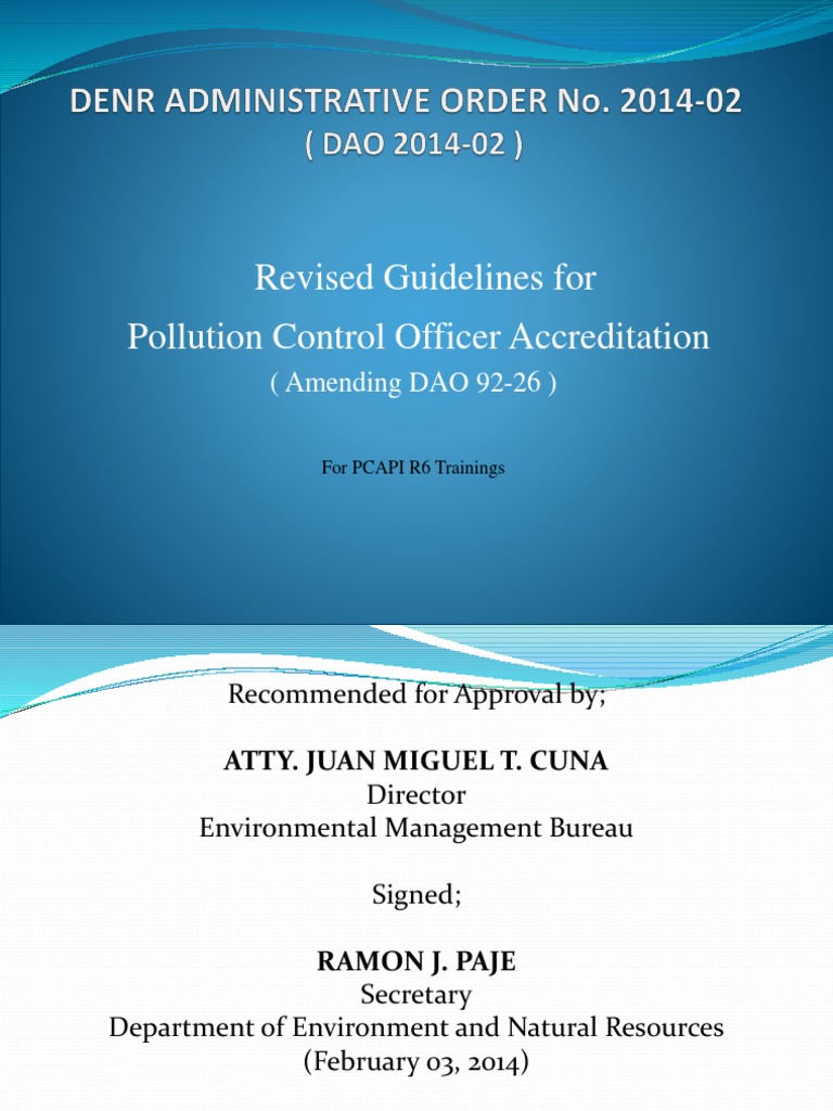 DAO 2014-02 Revised Guidlines For PCO Accreditation | PDF | Pollution ...