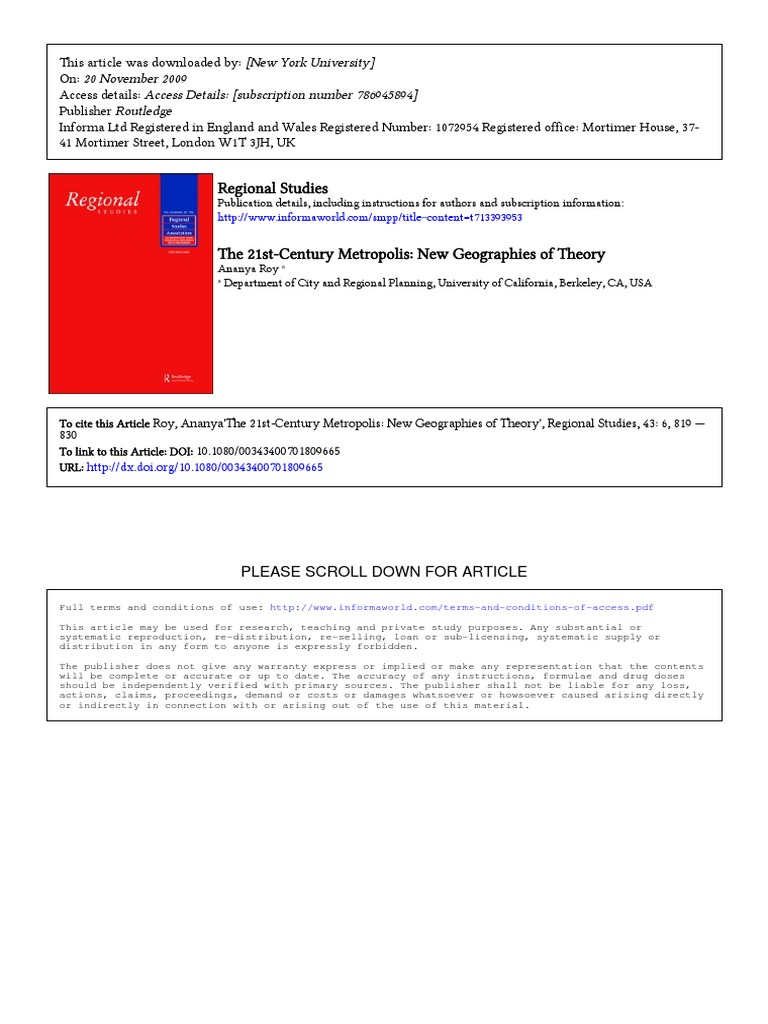 Ananya Roy-New Geographies of Theory | PDF | City | Postcolonialism