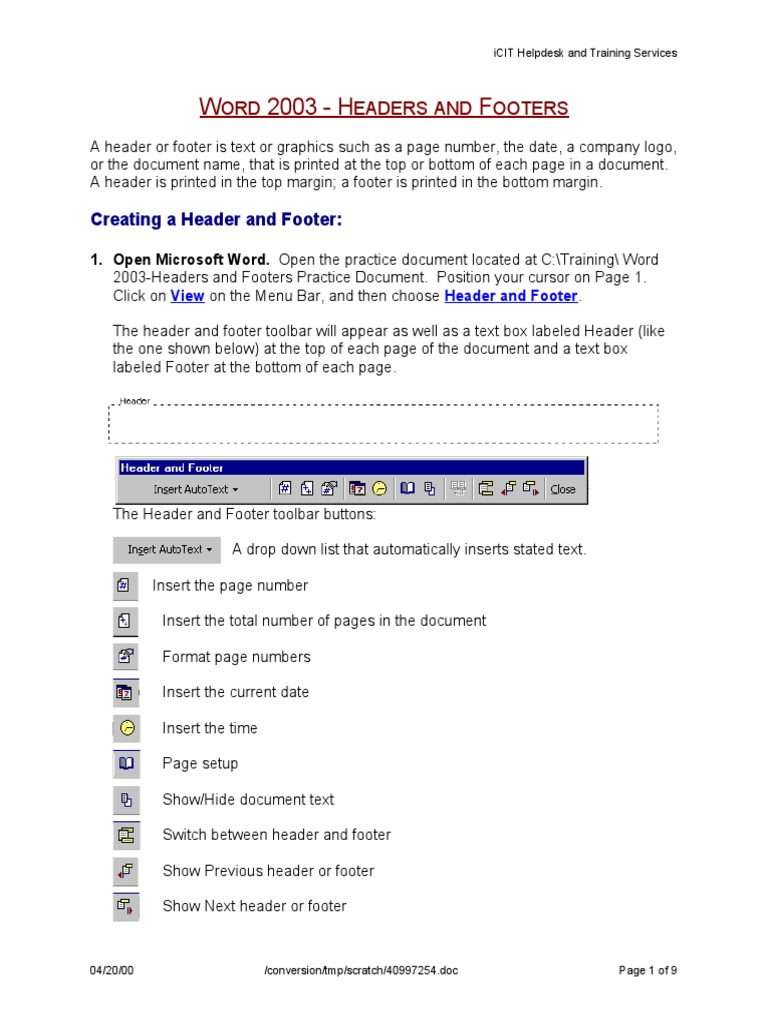 WordHeaderd and Footers | PDF | Cursor (User Interface) | Tab (Gui)