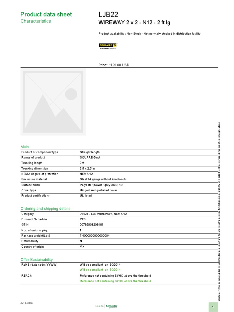 Product Data Sheet: WIREWAY 2 X 2 - N12 - 2 FT LG | PDF
