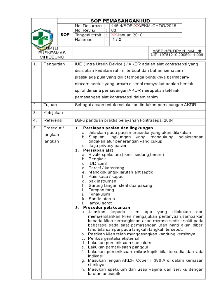 Panduan Pemasangan IUD yang Tepat | PDF