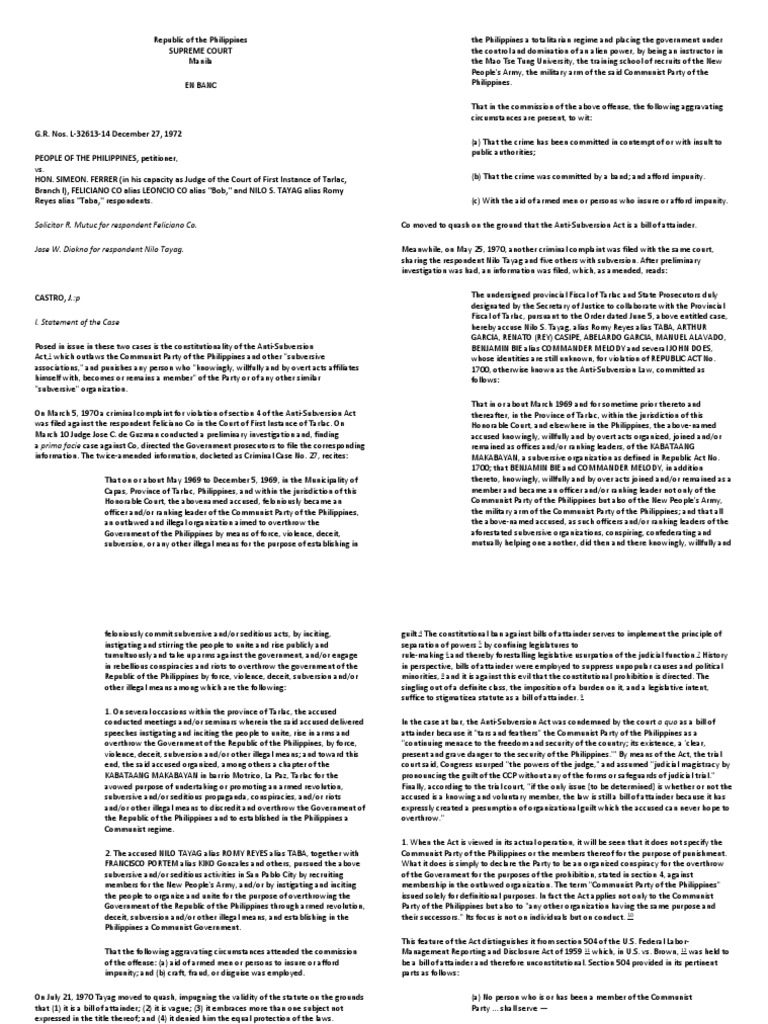 Examining the Constitutionality of the Anti-Subversion Act and Its ...
