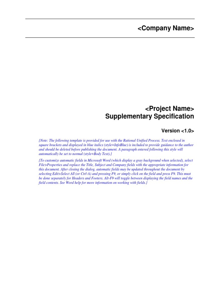 Supplementary Specification | PDF | Specification (Technical Standard) | Graphical User Interfaces